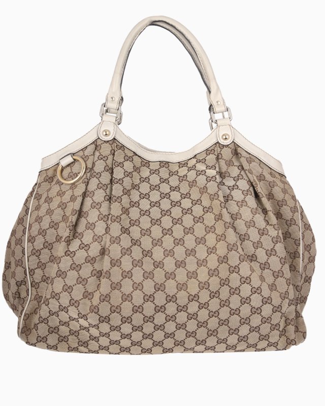 Bolsa Gucci Original Sukey GG Canvas Large Tote Bege Feminina