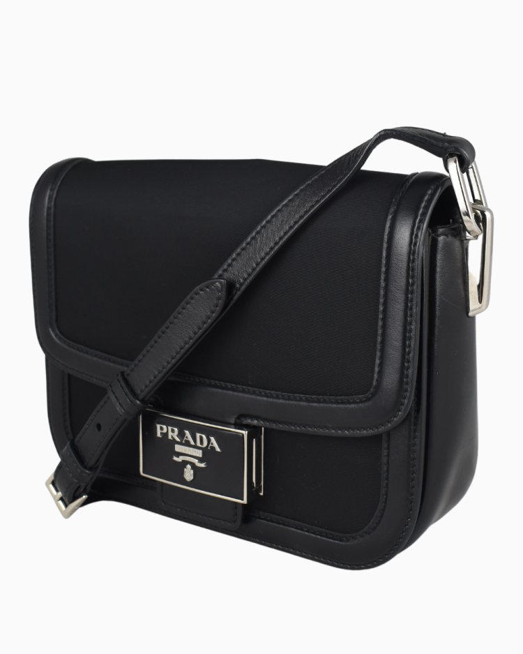 Bolsa Prada Original Emblème Flap Preta Feminina