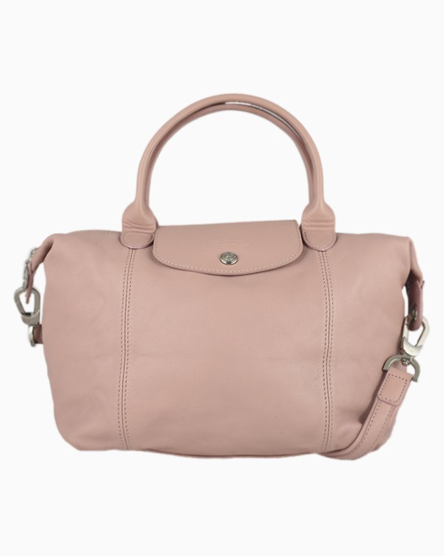 Bolsa Longchamp Original Le Pliage Cuir Couro Rosa Feminina