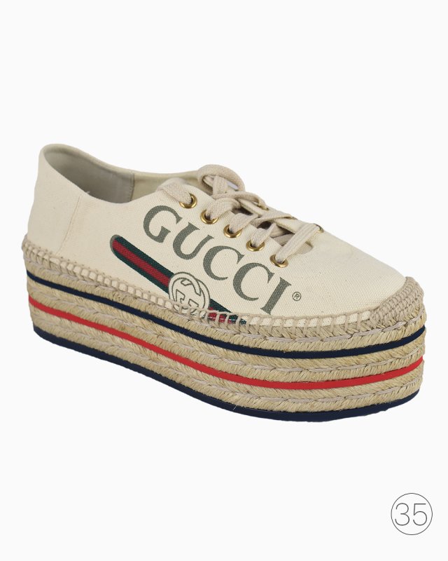 Espadrille Gucci Plataforma Greggio Grege Colorido