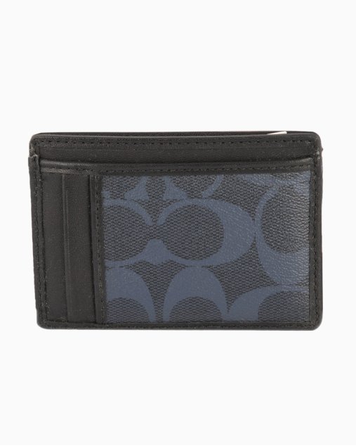 Porta Cartão Coach Original Signature Couro Preto Masculino