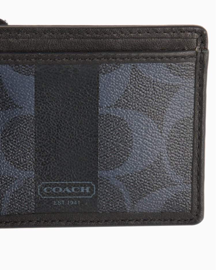 Porta Cartão Coach Original Signature Couro Preto Masculino