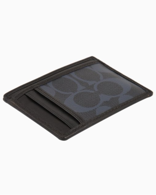Porta Cartão Coach Original Signature Couro Preto Masculino