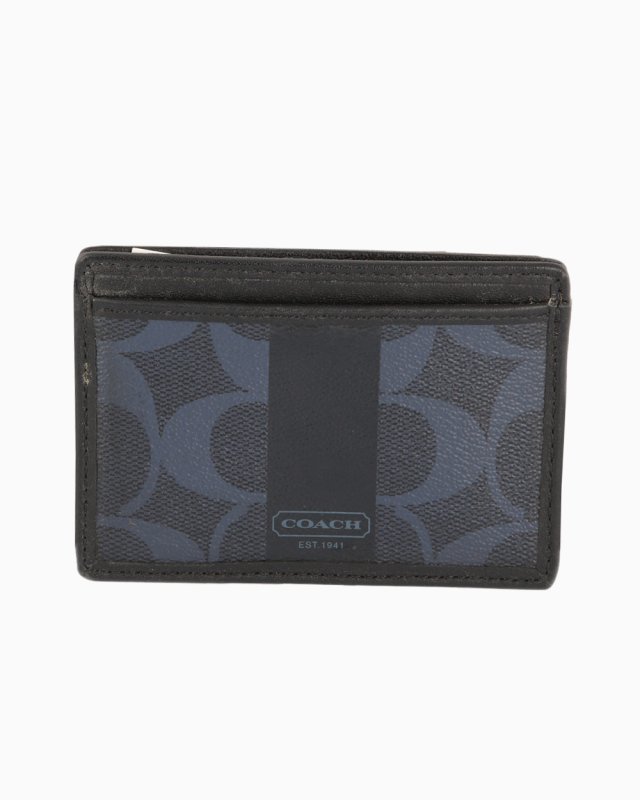 Porta Cartão Coach Original Signature Couro Preto Masculino