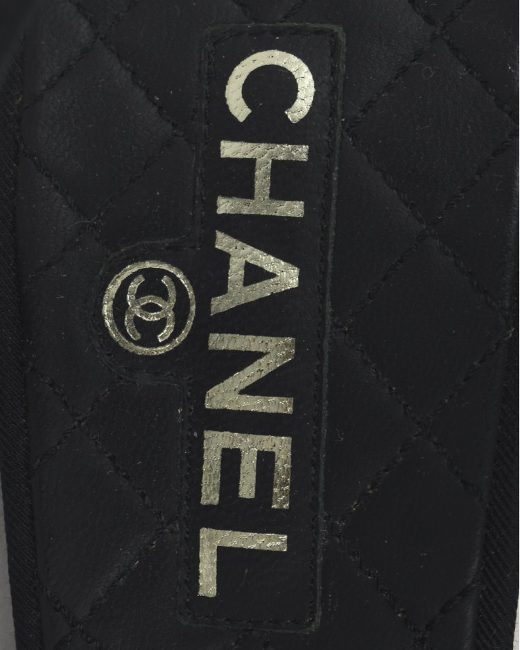 Sandália Chanel Original T-String Chain Preta Feminina