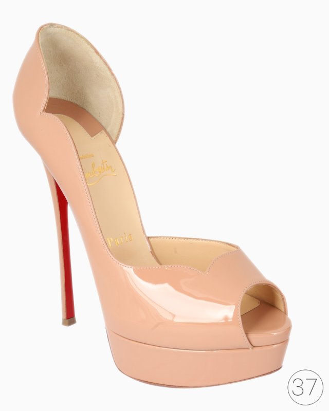 Sapato Louboutin Original Round Chick Alta 150 Nude Feminino
