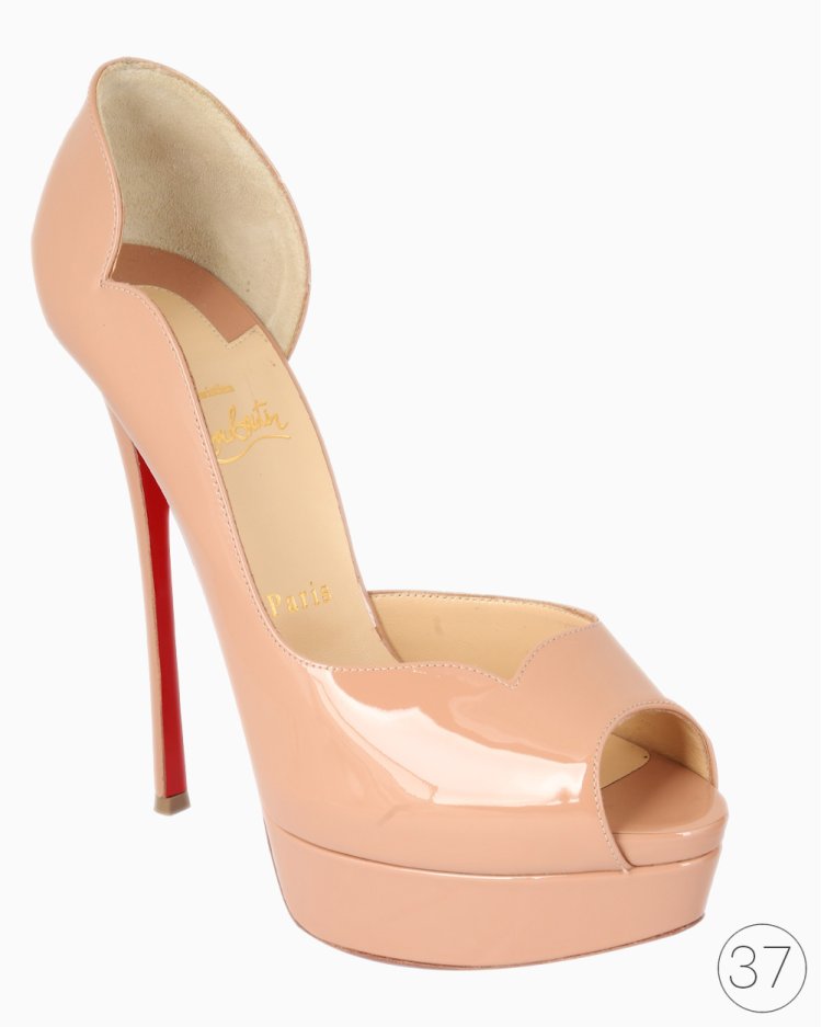 Sapato Louboutin Original Round Chick Alta 150 Nude Feminino