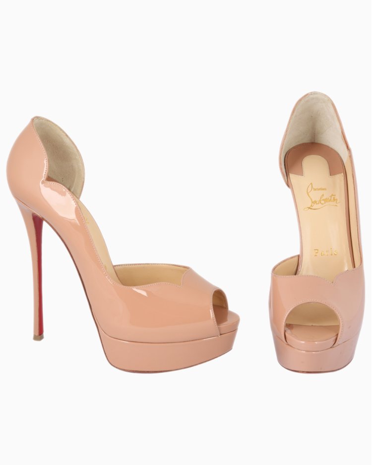Sapato Louboutin Original Round Chick Alta 150 Nude Feminino