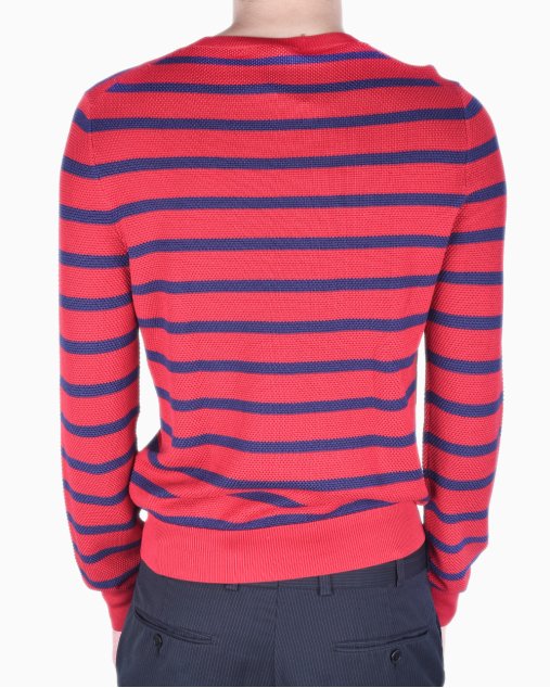 Suéter Burberry Original Tricot Listrado Vermelho/Azul Masculino