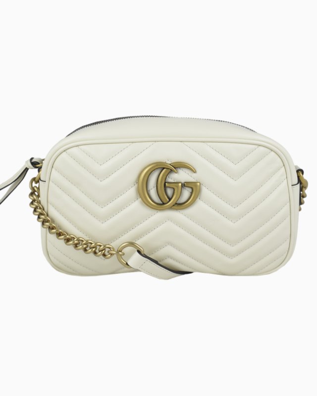 Bolsa Gucci Original GG Marmont Matelassê Pequena Branca Feminina