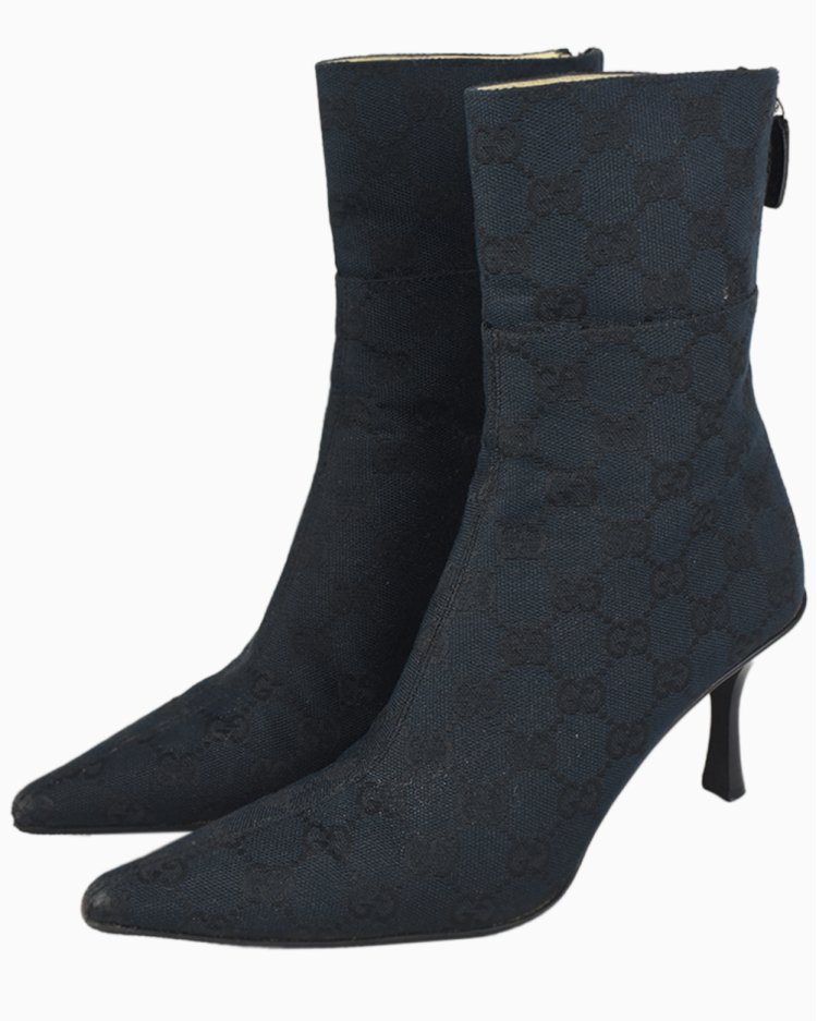 Bota Gucci Canvas GG Supreme Preta Feminina