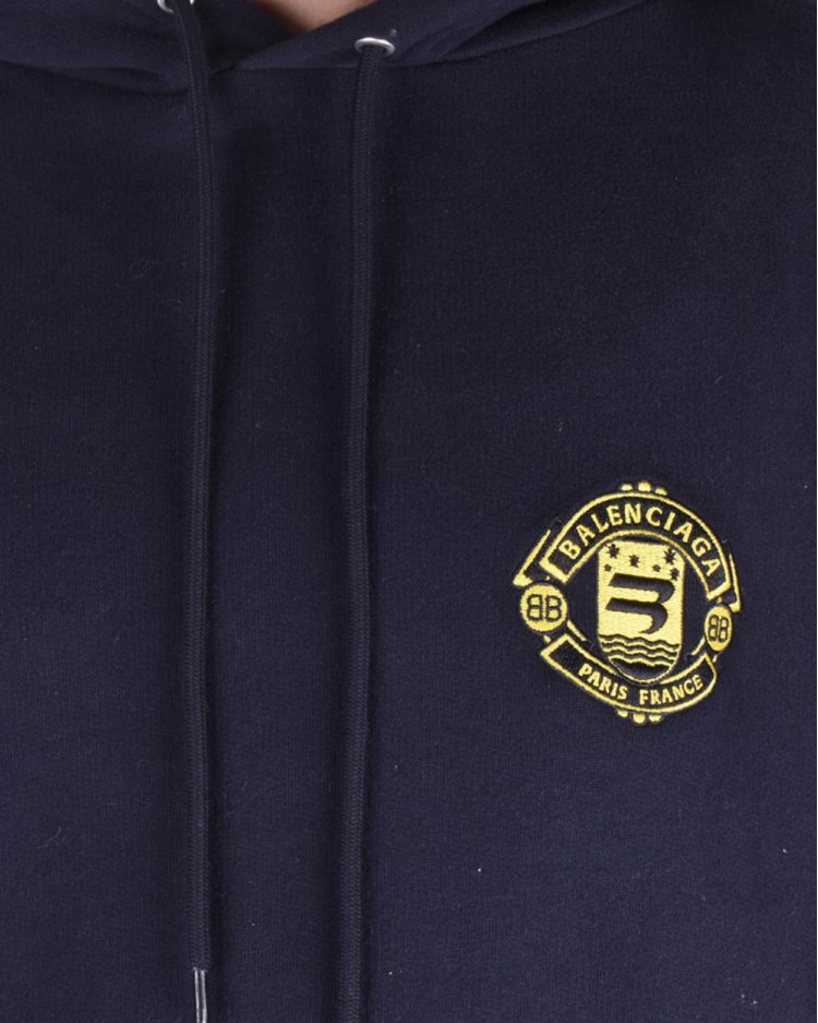 Moletom Balenciaga Logo com Capuz Azul Marinho Unissex