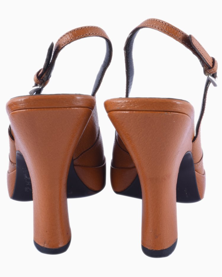 Sapato Prada Original Slingback Caramelo Feminino