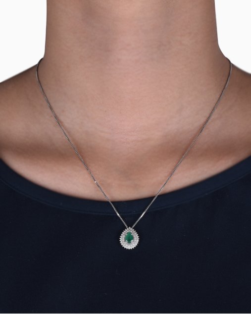 Colar Vivara Original Esmeralda com Diamantes Ouro 18K Feminino