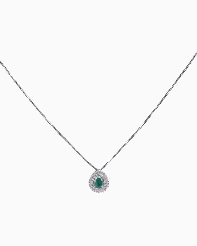 Colar Vivara Original Esmeralda com Diamantes Ouro 18K Feminino