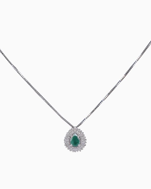 Colar Vivara Original Esmeralda com Diamantes Ouro 18K Feminino