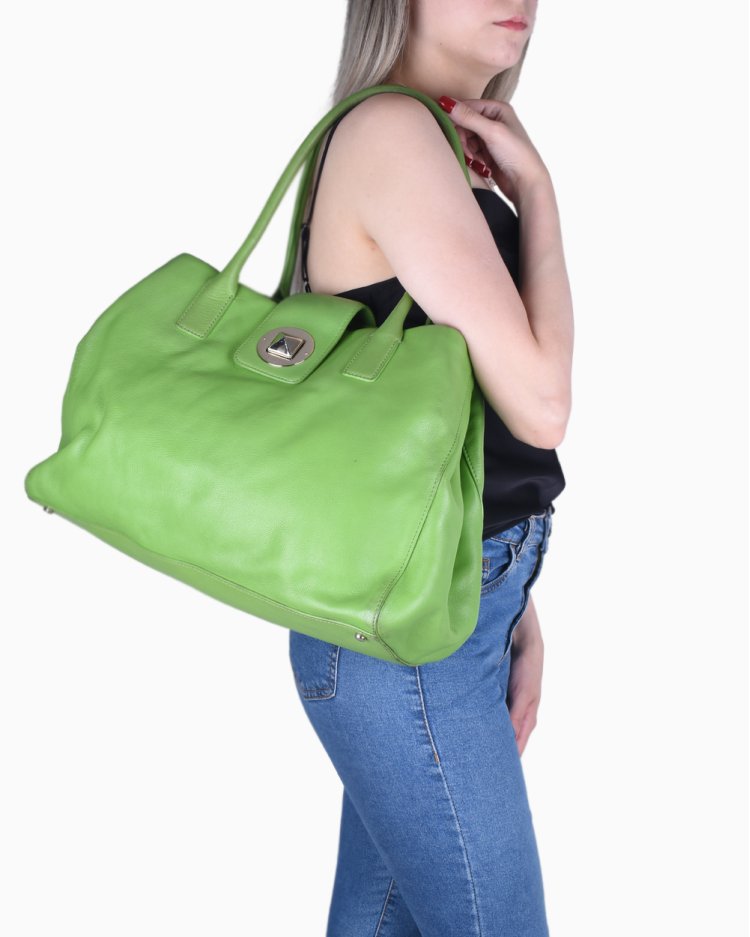 Bolsa Kate Spade Original TurnLock Stud Tote Verde Feminina