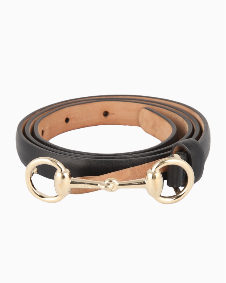 Cinto Gucci Original Horsebit Accent Skinny Preto Feminino