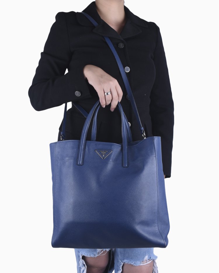 Bolsa Prada Saffiano Original Soft Azul Feminina