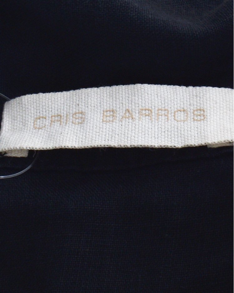 Camisa Cris Barros Original Linho Preta Feminina