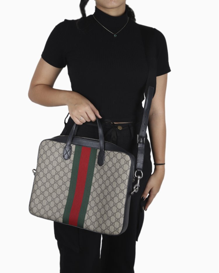 Pasta Gucci Original Web GG Canvas Masculina
