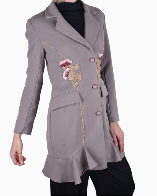 Sobretudo Patricia Bonaldi Original Bordado Cinza Feminino
