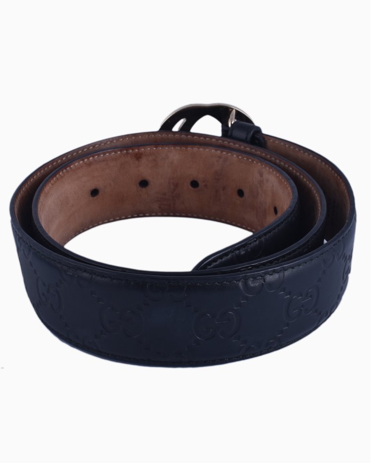 Cinto Gucci Signature Original Couro Preto Feminino