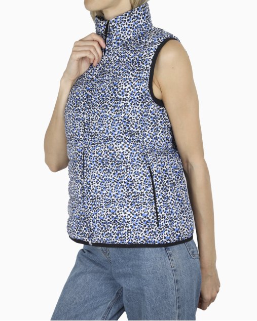 Colete J.Crew Original Puffer Leopard Print Azul Feminino