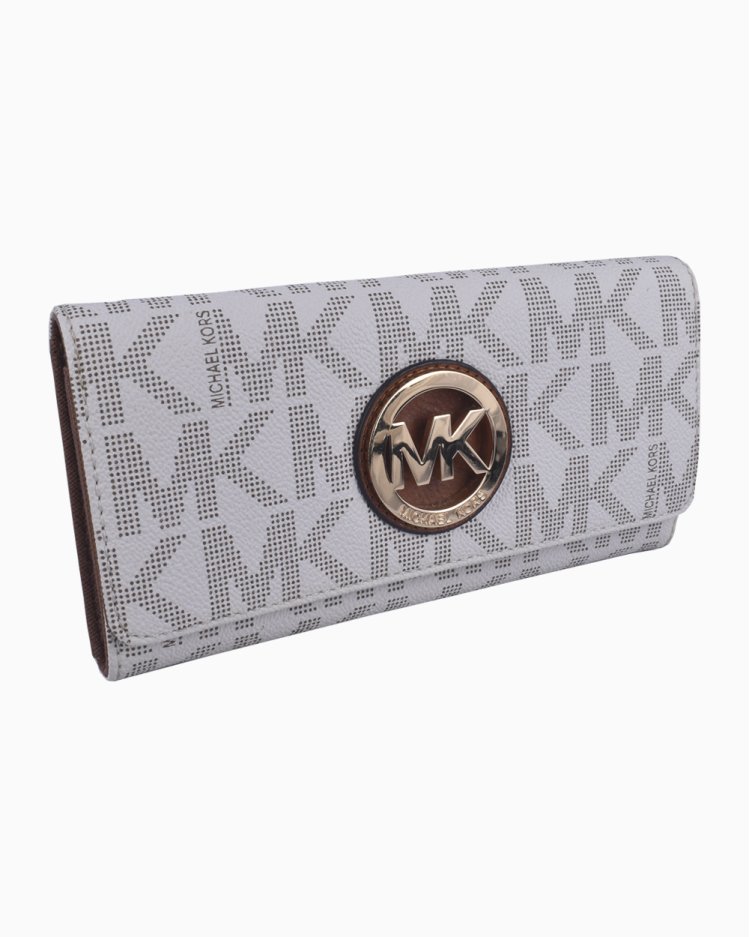 Carteira Michael Kors Original Flap Monograma Branca Feminina