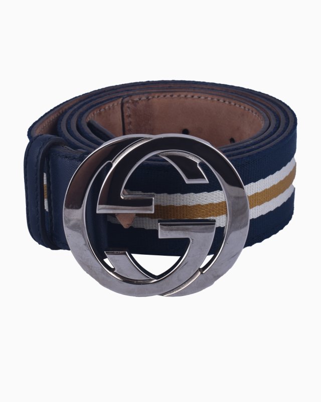 Cinto Gucci Original Vintage Web Interlocking G Tricolor Masculino