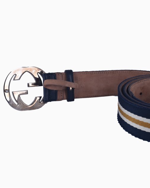 Cinto Gucci Original Vintage Web Interlocking G Tricolor Masculino