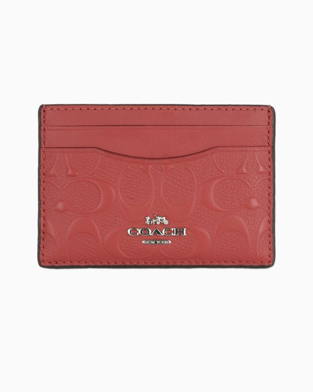 Porta Cartão Coach Original Couro Signature Vermelho Feminino