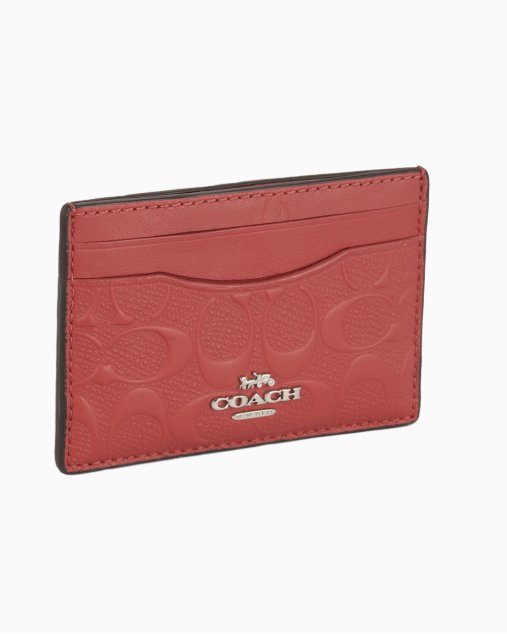 Porta Cartão Coach Original Couro Signature Vermelho Feminino