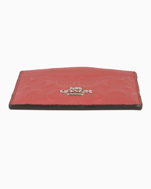 Porta Cartão Coach Original Couro Signature Vermelho Feminino