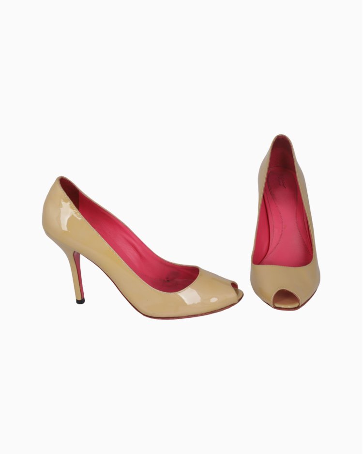 Sapato Zeferino Original Peep Toe Verniz Bege Feminino