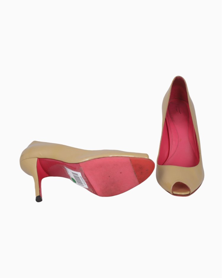 Sapato Zeferino Original Peep Toe Verniz Bege Feminino