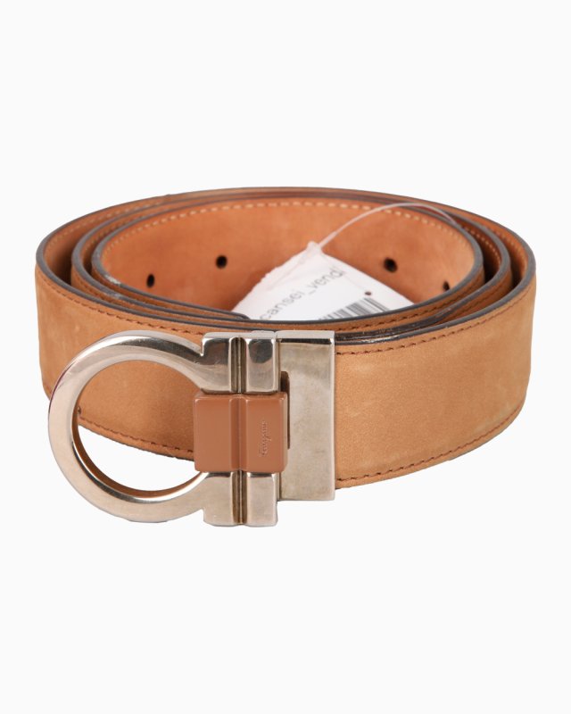 Cinto Ferragamo Original Gancini Camurça Bege Feminino