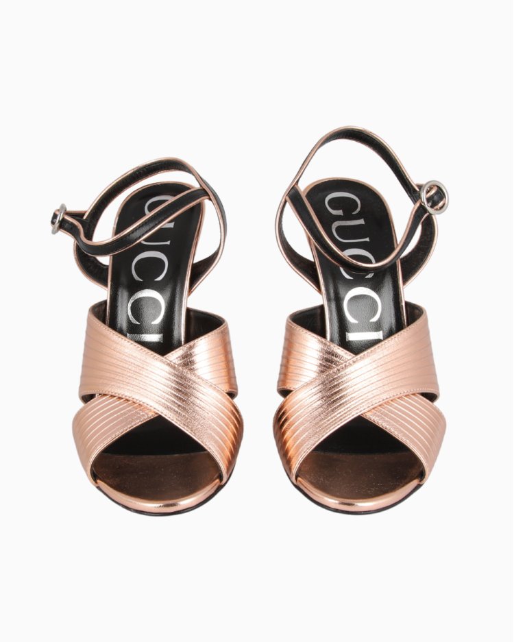 Sandália Gucci Original Metalizada Rose Gold Feminina