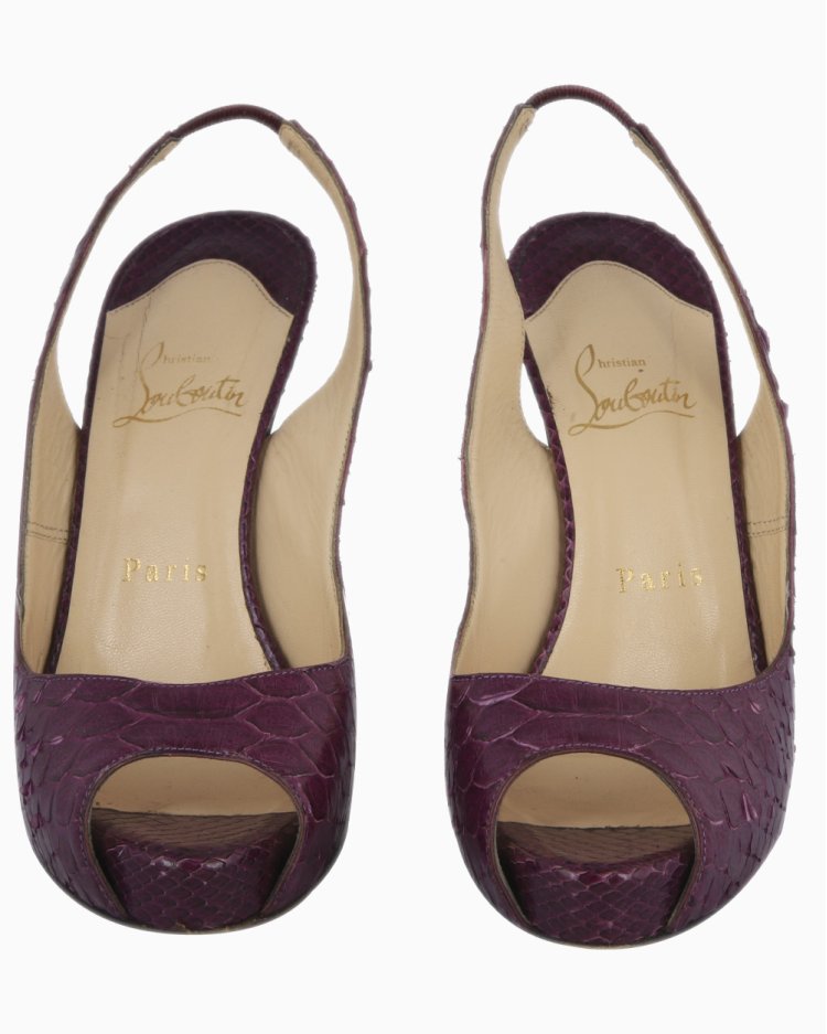 Sapato Louboutin Original Private Number 120 Snake Roxo Feminino