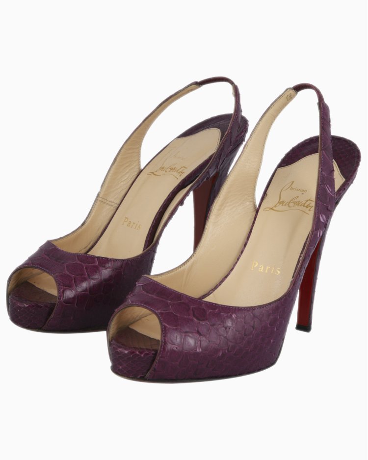 Sapato Louboutin Original Private Number 120 Snake Roxo Feminino
