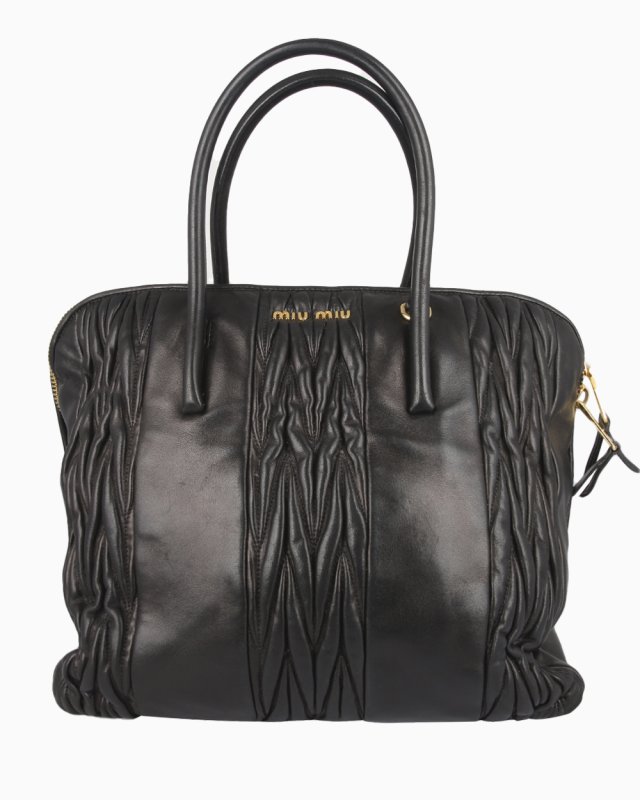 Bolsa Miu Miu Original Nappa Matelassê Tote Preta Feminina