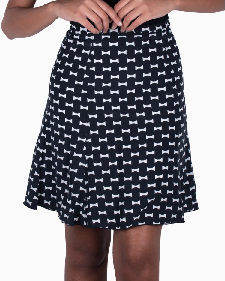 Saia Kate Spade Original Evasê Laços Preta e Branca Feminima
