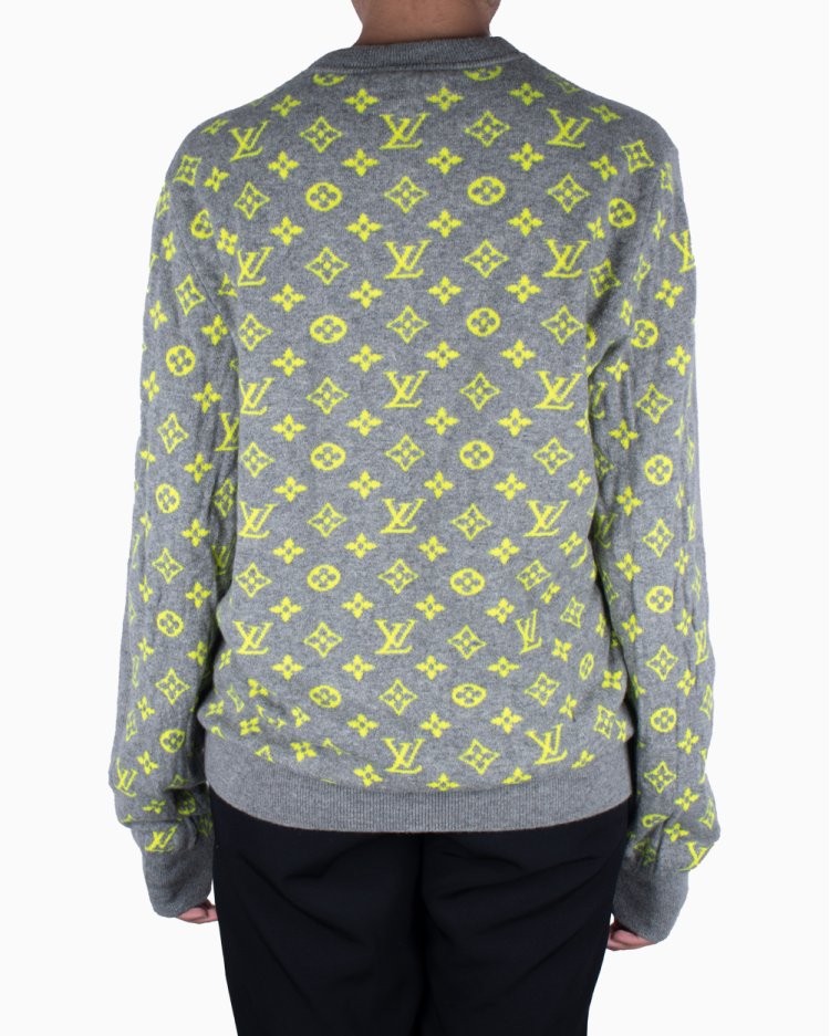 Suéter Louis Vuitton Original Tricot Monograma Neon Cinza Masculino