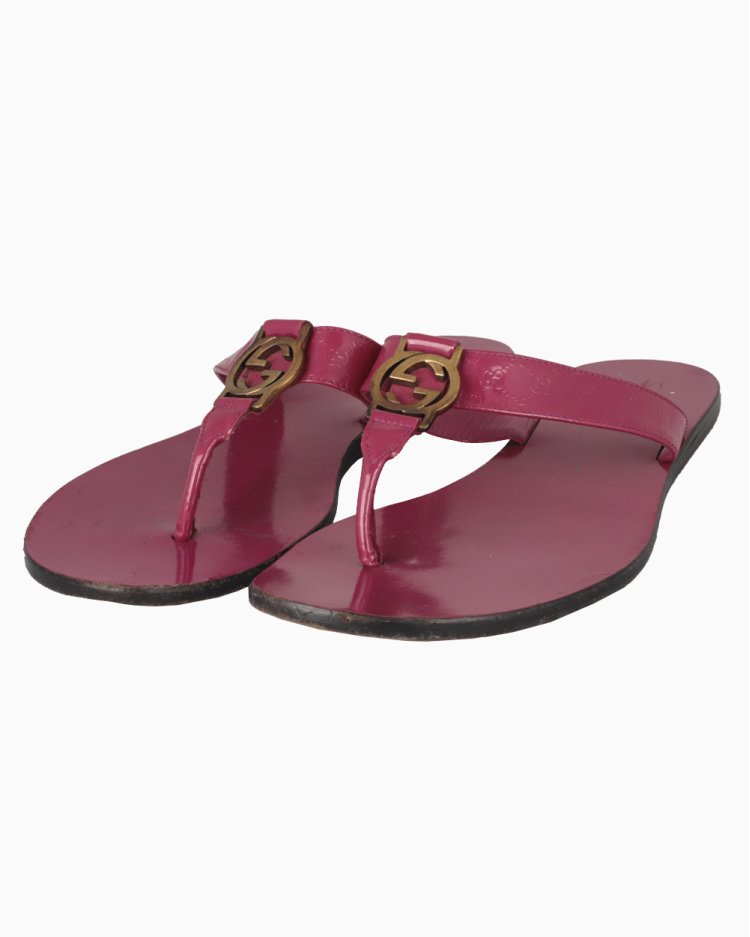 Sandália Rasteira Gucci Original Thong Interlocking G Pink Feminina