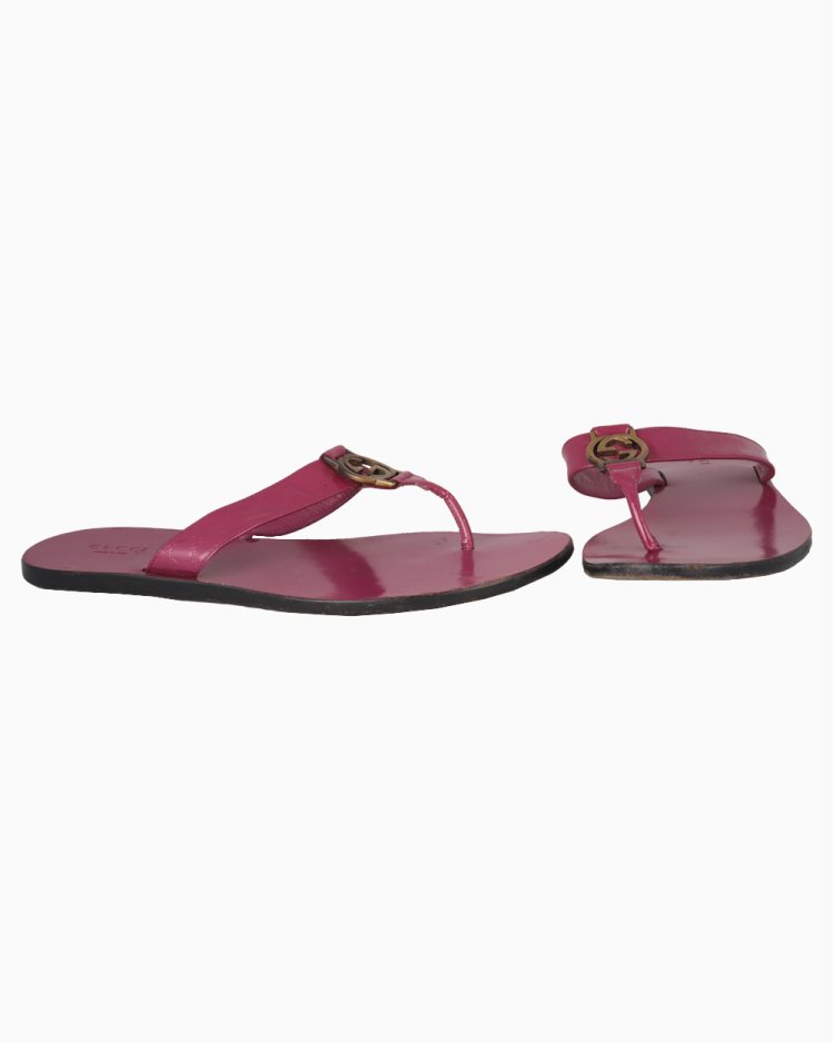 Sandália Rasteira Gucci Original Thong Interlocking G Pink Feminina