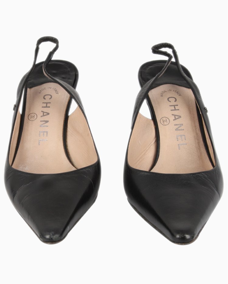 Sapato Chanel Original Slingback Couro Preto Feminino