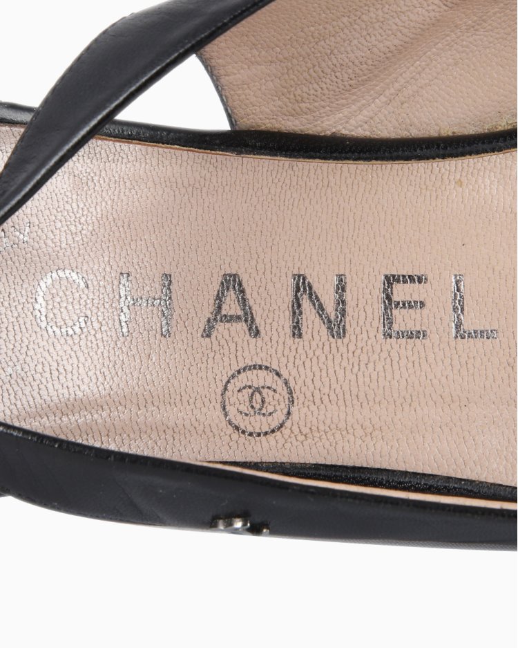Sapato Chanel Original Slingback Couro Preto Feminino