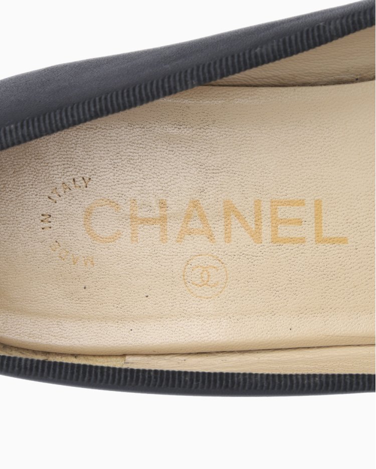 Sapatilha Chanel Original CC Cap Toe Preta Feminina