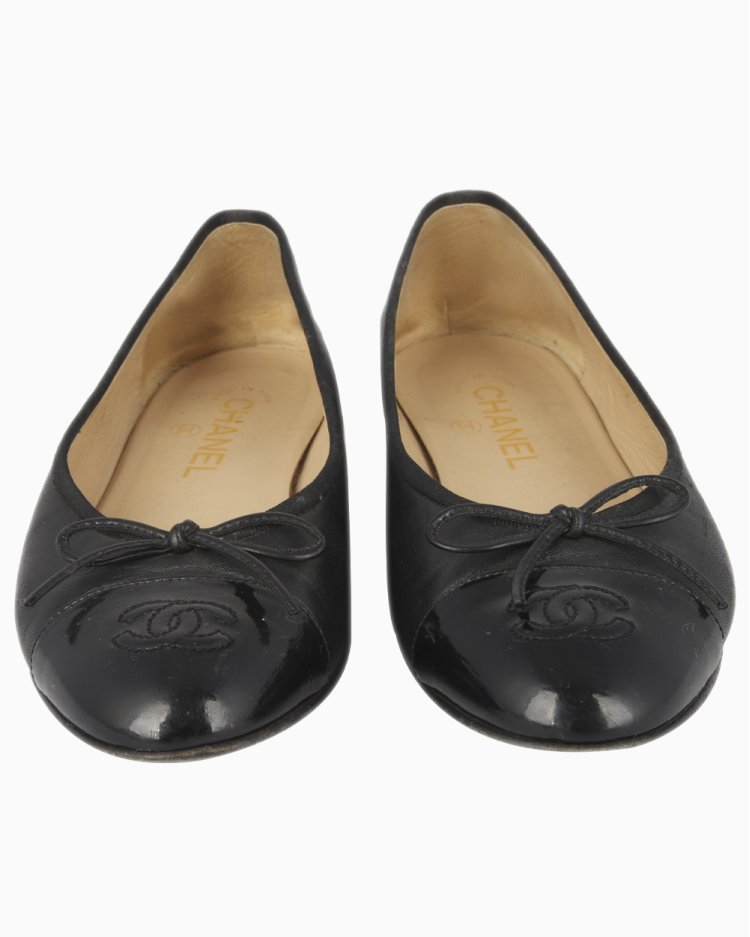 Sapatilha Chanel Original CC Cap Toe Preta Feminina