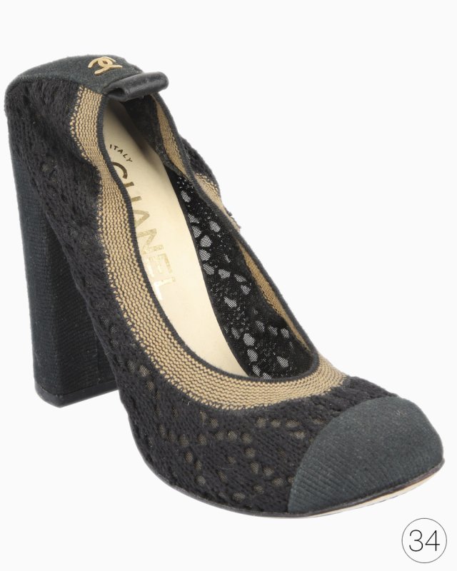 Sapato Chanel Original Crochet Bicolor Feminino